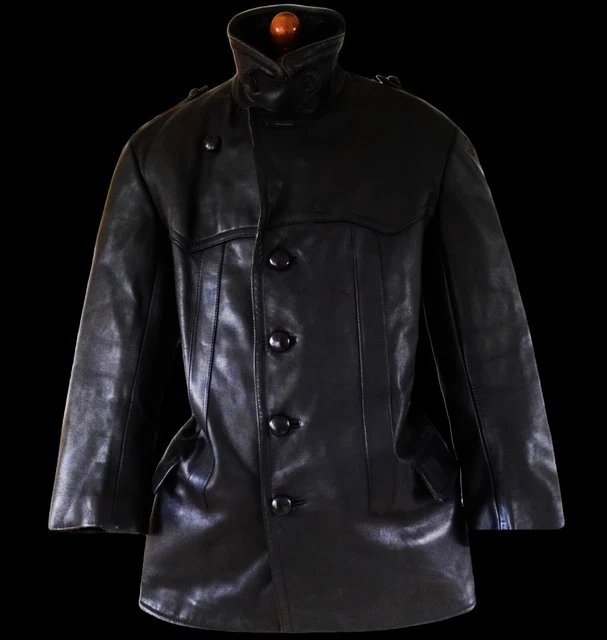 40S WW2 GERMAN LUFTWAFFE Leather Police Officers Trench Dispatch WW1 ...