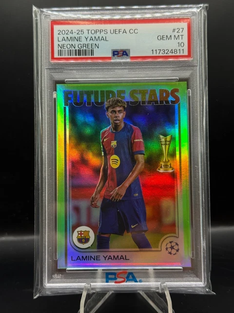 2024-25 TOPPS UEFA UCC - Lamine Yamal Neon Green 10/199 PSA 10 Number Match! $558.84 - PicClick CA