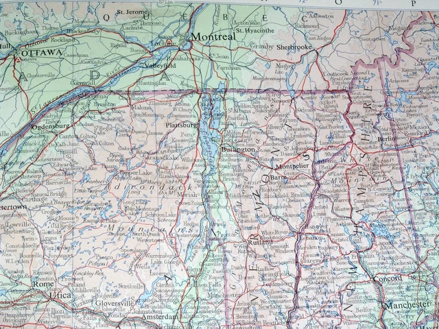 1957 VINTAGE MAP Of Northeast Usa Washington New York Scale 1:2,500,000 ...