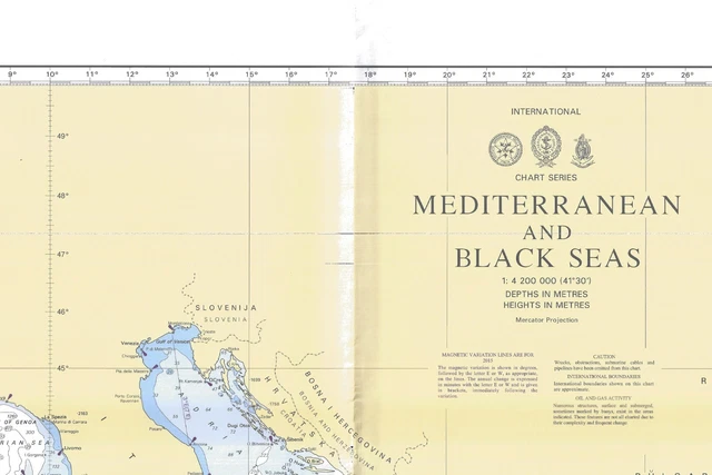CARTE MURALE MARITIME Méditerranéenne Et De La Mer Noire 4300 Amiral ...