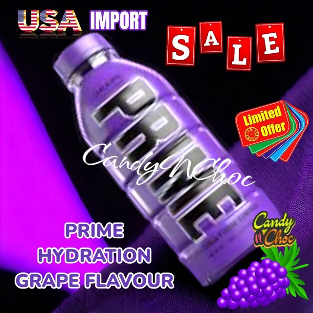 PRIME HYDRATION GRAPE Flavour By Logan Paul & KSI USA IMPORT NEW ON ...
