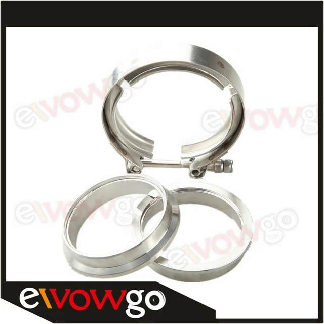 3& INCH 76MM V-Band Vband Clamp Stainless Steel Flange Turbo Exhaust ...