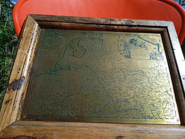 CARTINA GEOGRAFICA, INCISIONE- rilievo su lastra di rame, cornice in ...