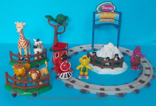 BARNEY & FRIENDS The Purple Dinosaur Zoo Animals Train Set Playset & Bj ...