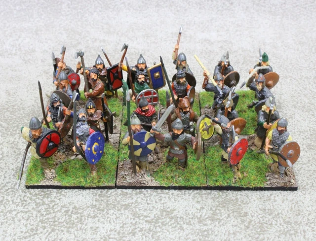 25MM DARK AGES metal SAXON INFANTRY x24 Painted Saxons Welsh Scots ...