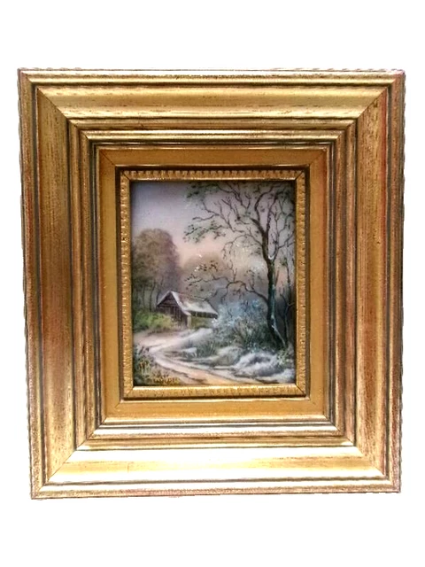 TABLEAU, EMAUX DE Limoges, " Paysage enneigé " R. Restoueix EUR 35,00 ...