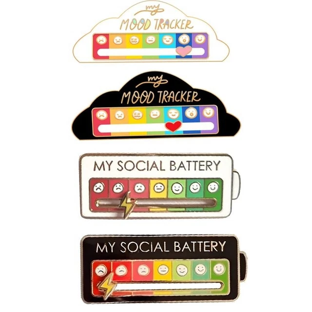 MY SOCIAL BATTERY Mood Broche Pin Funny Interactive Émail Badge Pins ...