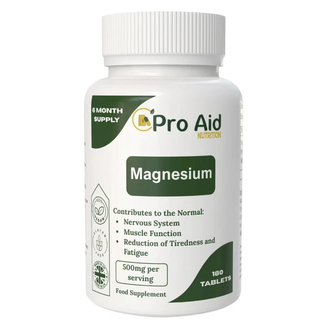 MAGNESIUM TABLETS 500MG Muscle Function, Fatigue, Tiredness 180 Pack ...