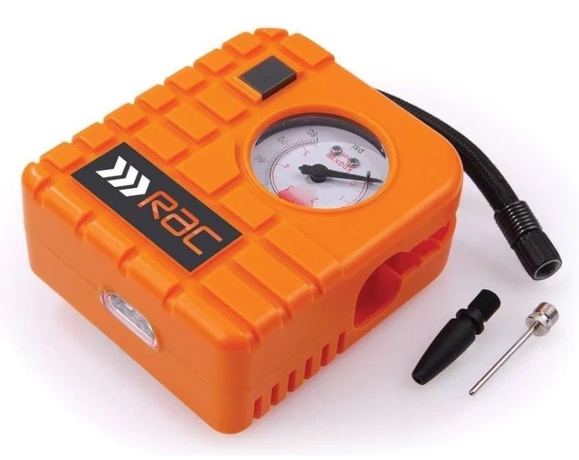RAC AIR COMPRESSOR 12V Mini Car Van Bike Tyre Inflator Pump Inflater ...