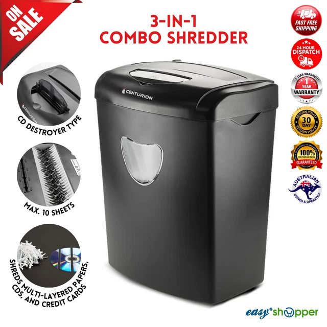 CENTURION OFFICE COMBO Paper Shredder 21l Cross Cut 10 Sheets Cds ...