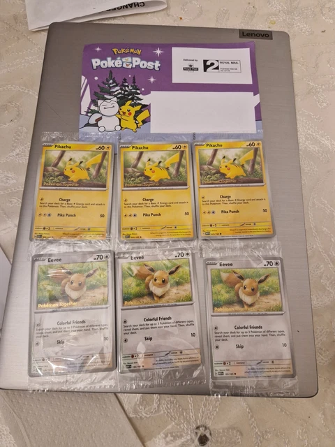 X3 PIKACHU & X3 Eevee Pokemon Together Promo Cards Poke-Post and ...