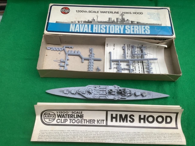 HMS HOOD AIRFIX 1200th Scale Waterline ship model kit. Boxed but ...