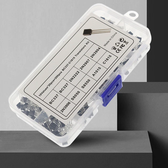 200PCS TRANSISTOR KIT 10 Values TO-92 PNP NPN 2N2222 2N2907 2N3904 A1015 C1815 EUR 7,62 ...