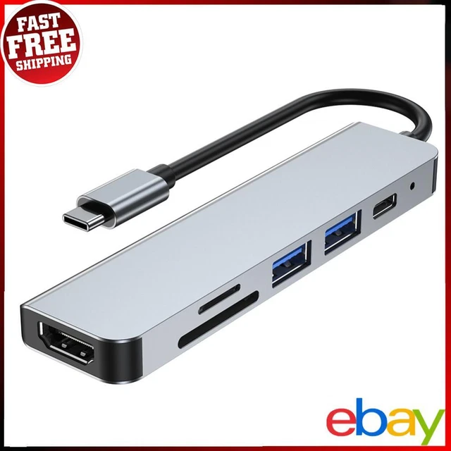 6 IN 1 USB C Hub 100W PD 4K HDMI-Compatible Multi-Port Adapter SD/TF ...