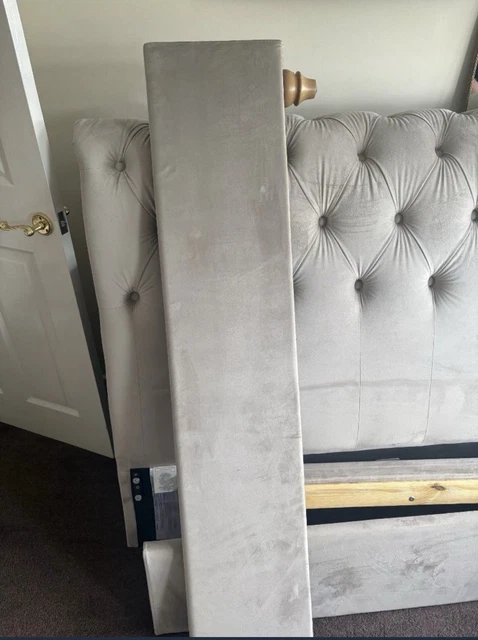 GREY VELVET DOUBLE Bed Frame £104.70 - PicClick UK
