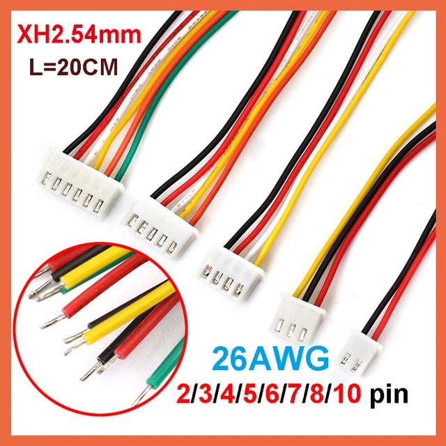 XH2.54MM 2/3/4/5/6/7/8/10P TERMINAL Wire Cable Connector 26AWG L=20CM Male Plug EUR 1,52 ...
