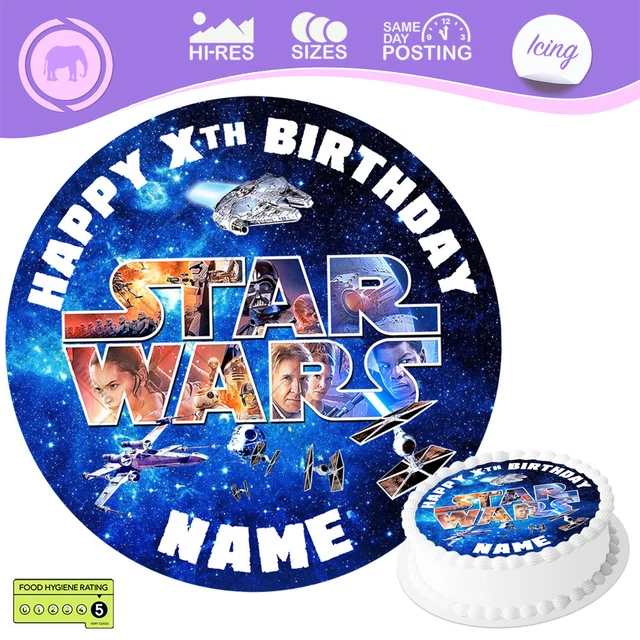 STAR WARS CAKE Topper Personalised Birthday Decoration Round Circle Edible Icing £2.99 - PicClick UK