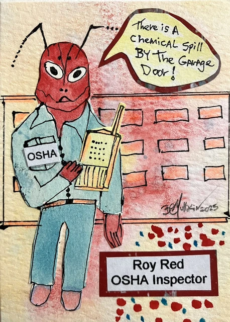 ROY RED - OSHA Inspector - Original ACEO Art Drawing Surrealism Cartoon ...