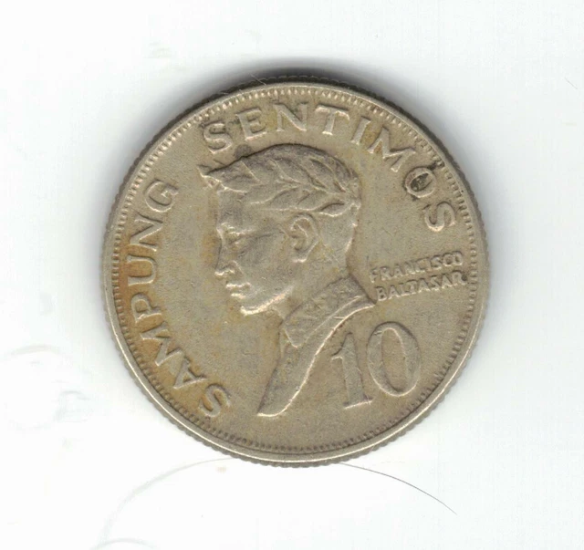 MONETA COIN 10 SAMPUNG SENTIMOS Baltasar Republica Pilipinas Filippine ...