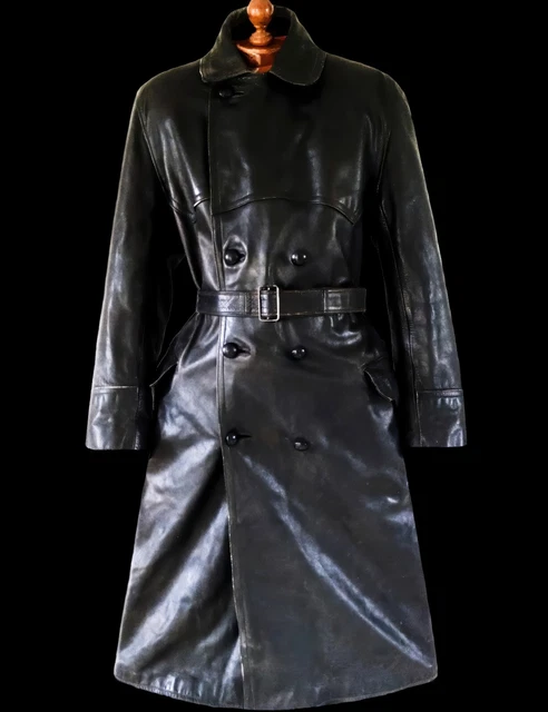 40S WW2 GERMAN LUFTWAFFE Leather Officers Trench Tanker Dispatch WW1 ...