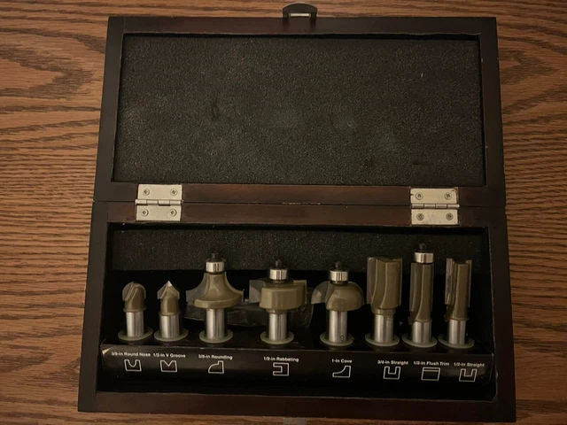 CRAFTSMAN 8 PIECE Router Bit Set w/ Wooden Case $29.99 - PicClick