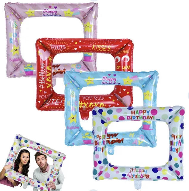 INFLATABLE FOIL PHOTO Booth Frame Happy Birthday Balloon Party Props ...