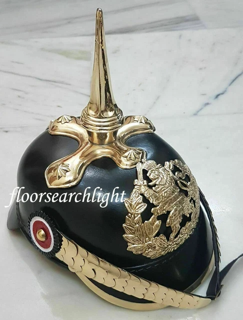 GERMAN PRUSSIAN LEATHER Helmet Pickelhaube Bavarian Officer Wearable ...