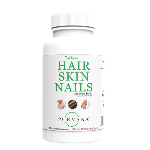 PURVANA HAIR SKIN Nails 90 Softgels By Wellgenix Health £55.64 ...