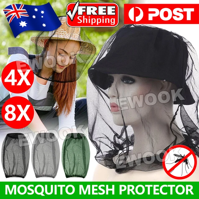 4X/8X MOSQUITO FLY Head Net Insect Mesh Hat Bee Bug Mozzie Protector ...