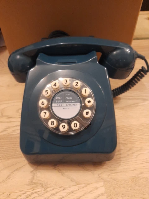 RETRO PUSH BUTTON Landline Phone Blue £31.88 - PicClick UK