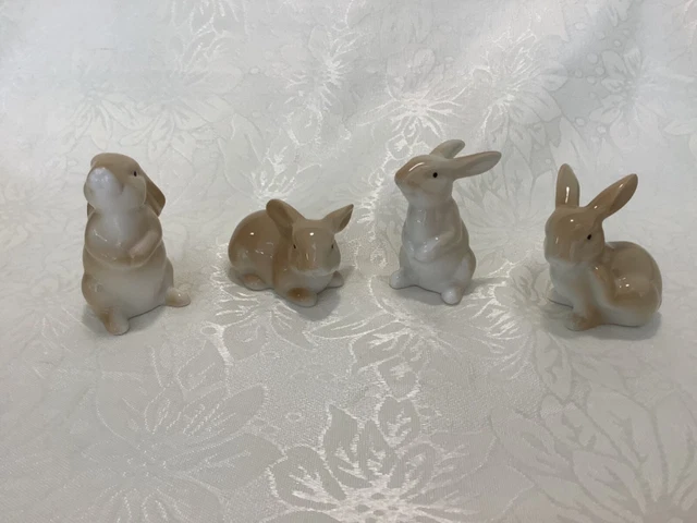 FOUR VINTAGE VERY Cute Porcelain Well Made Light Brown And White ...