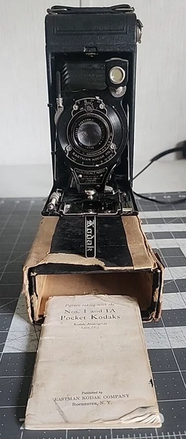 VINTAGE 1920'S NO. 1A Pocket Kodak Folding Bellows Camera, Manual, Orig ...