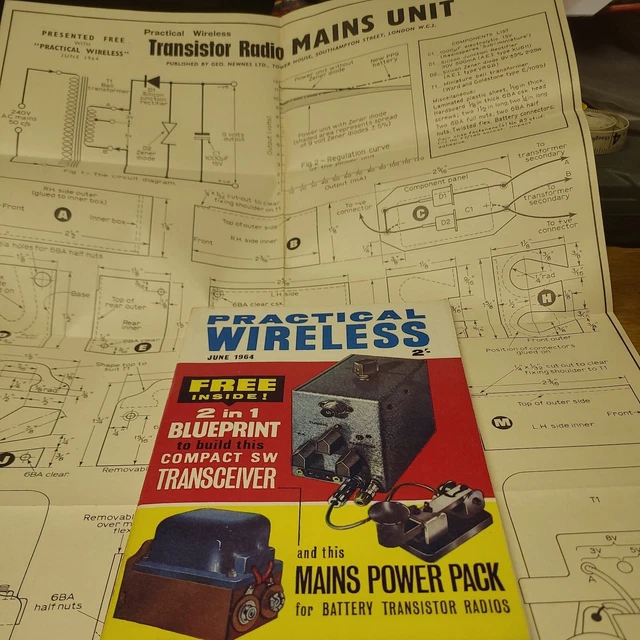 PRACTICAL WIRELESS MAGAZINE + Transistor Radio Blueprint - june 1964 £3 ...