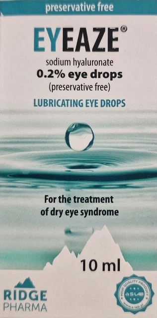 EYEAZE LUBRICATING DRY Eye Drops 0.2% Sodium Hyaluronate 10ml £17.99 ...