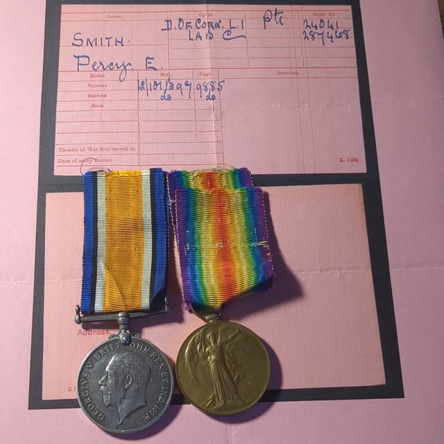 WW1 BRITISH MEDALS 22154 Pte. P.E. Smith DCLI and Labour Corps from ...