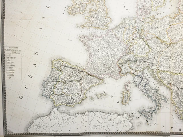 ANTIQUE MAP OF Europe/Carte Physique, Routiere et Politique d'Europe ...