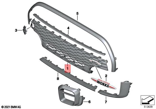 GENUINE MINI COOPER JCW One F55 F56 F57 BUMPER GRILLE FRONT CENTER ...