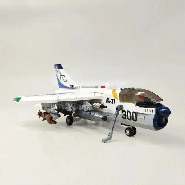 BUILDING BLOCKS MOC Military A-7 Fighter Jet Attack Aircraft Bricks ...