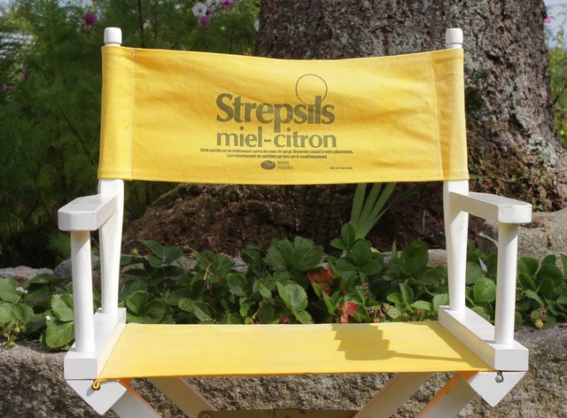 CHAISE PUBLICITAIRE DE metteur en scène cinéma Strepsils miel Boots ...