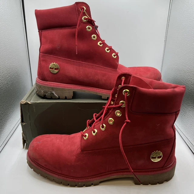TIMBERLAND PREMIUM 6& Combat Boots Mens Size 12 Dark Red Nubuck High ...