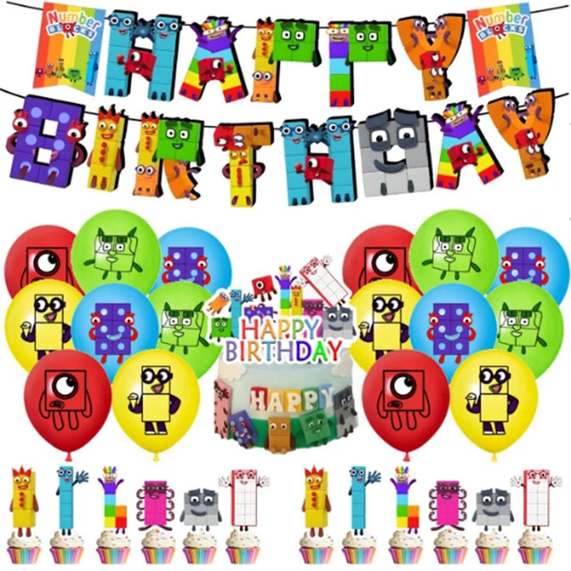 30PCS FOR NUMBERBLOCKS Themed Party Supplies w/ a Banner, Cake Toppers ...