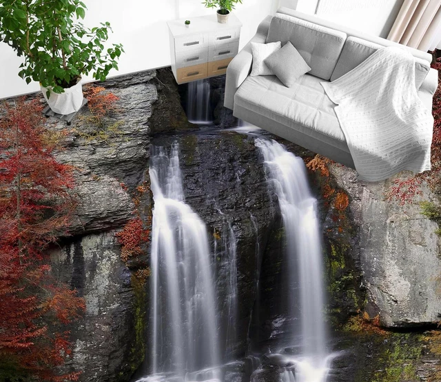 3D WATERFALL TREE PKE896 Floor WallPaper Murals Wallpaper Mural Print ...