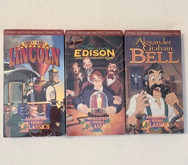 NEST ANIMATED HERO Classics VHS Lot Lincoln, Thomas Edison, A. Graham ...