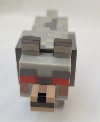MOJANG MINECRAFT 3” Poseable Wolf Dog Figure with red eyes £4.99 ...