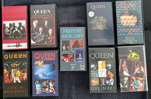 QUEEN FREDDIE MERCURY 9 VHS Bundle Rio Budapest Wembley Greatest Flix 1 ...