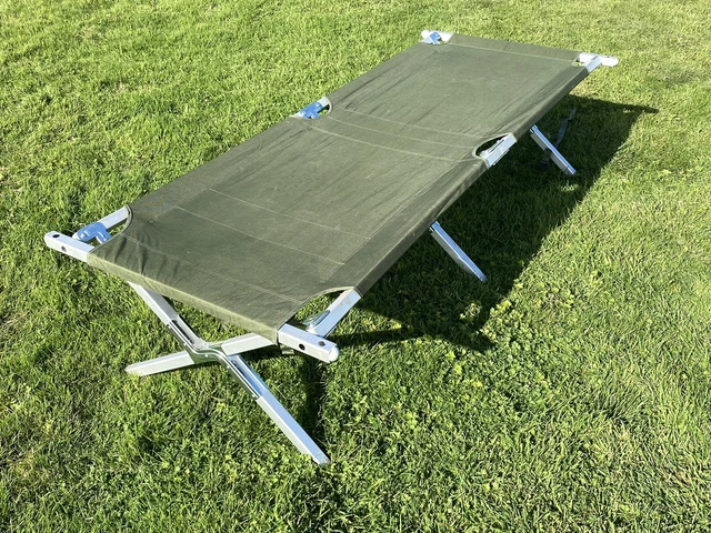 BRITISH ARMY FOLDING Mk3 Cot Bed Latest Issue Fishing Camping Spare Bed ...
