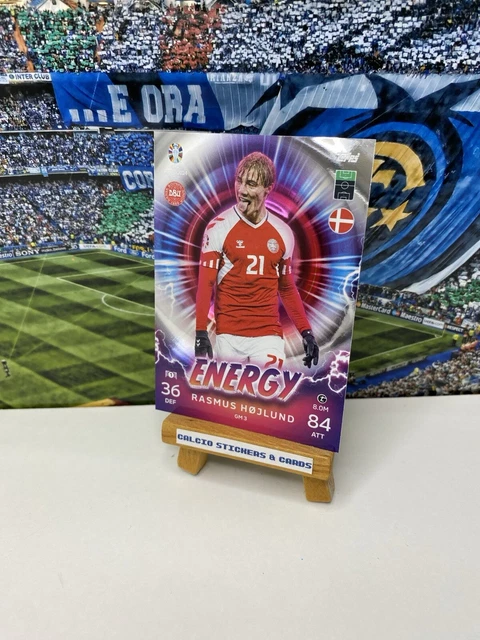TOPPS MATCH ATTAX UEFA Euro 2024 Rasmus Hojlund Denmark Energy Rare ...
