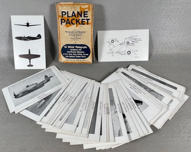 PLANE PACKET FLASH Cards WWII airplane identification 55 official ...