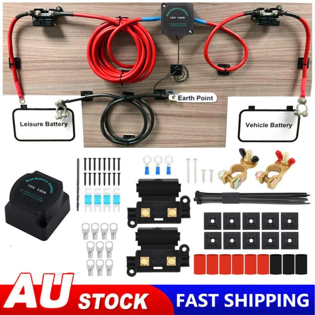 READY MADE SPLIT Charge Relay Kit 3m 12V 140 AMP VSR 110Amp Lead T4 T5 ...