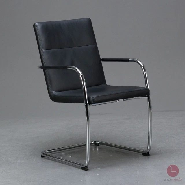 THONET S61 V Freischwinger Leder Schwarz Bauhaus Bürostuhl Design Konferenzstuhl EUR 699,00 ...